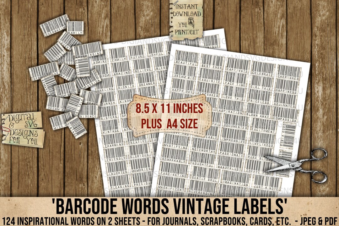 Barcode, Words, Vintage, Labels, Inspirational, Text, Card, Tag ...