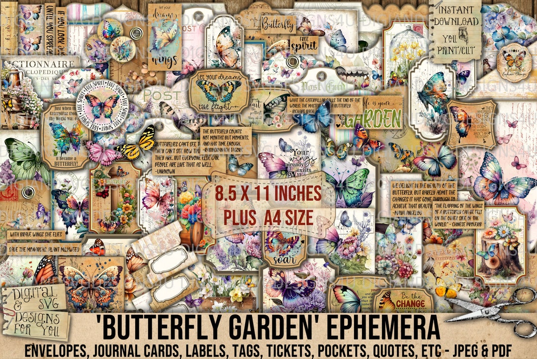 Butterfly Garden, Ephemera, Butterflies, Flowers, Quotes, Shabby ...