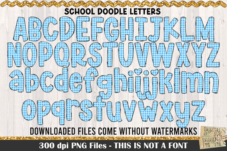 School Doodle Letters, Back to School PNG Alphabet Bundle, Teacher ...