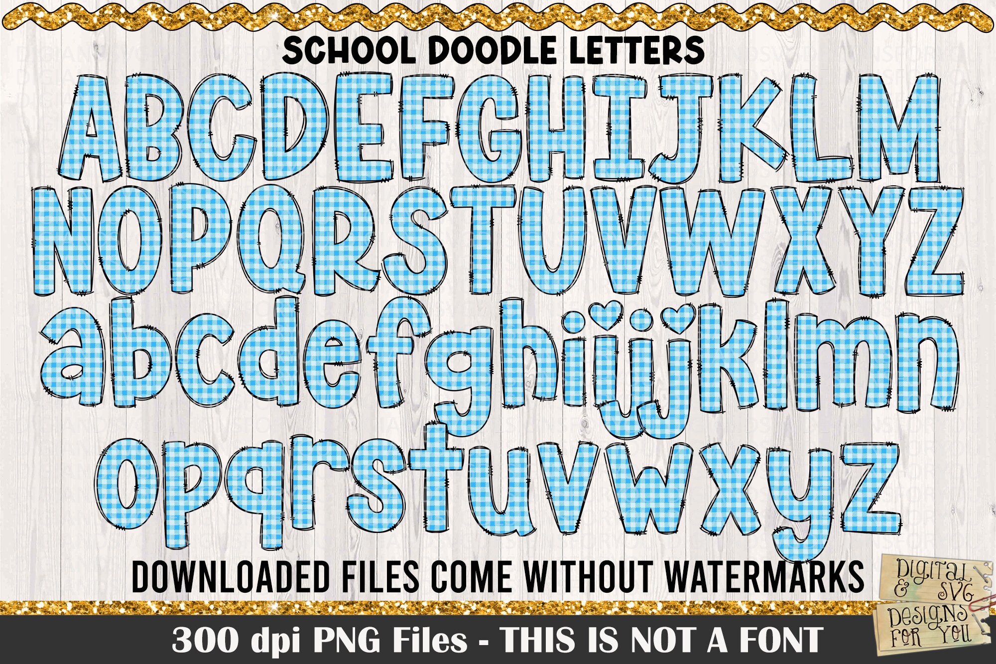 School Doodle Letters, Back to School PNG Alphabet Bundle, Teacher ...
