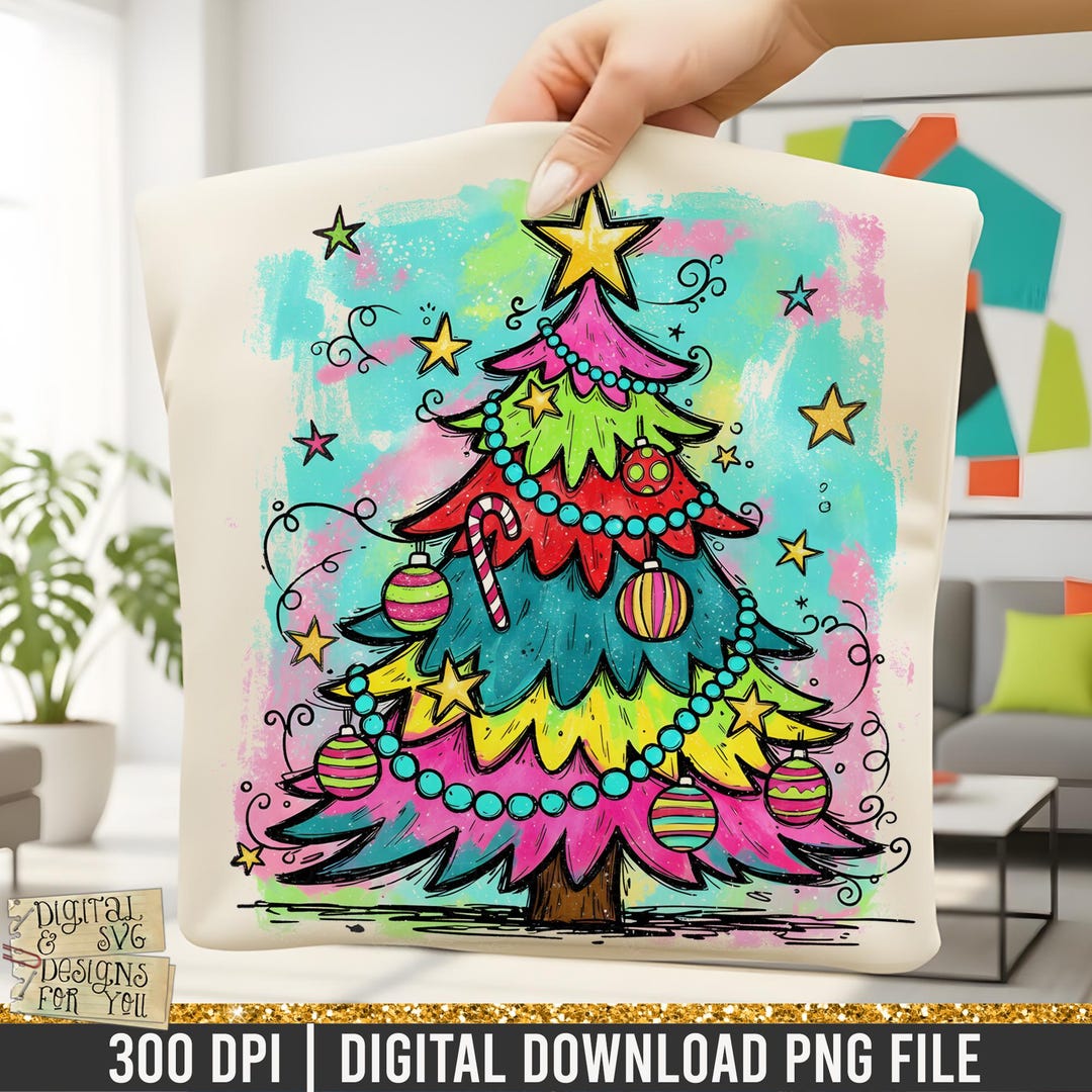 Colorful Preppy Christmas Tree Png, Preppy Christmas Png, Pastel ...