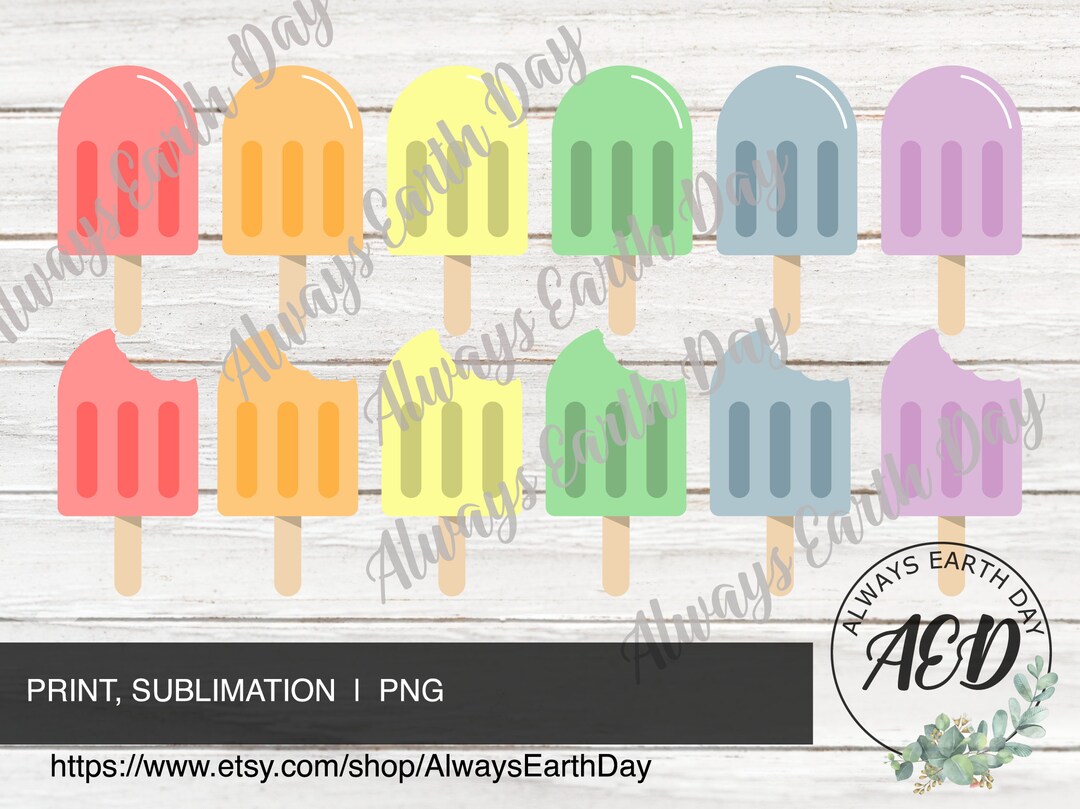Set of 12 Rainbow Popsicles Png, Popsicles Clipart, Summer Clipart Png ...