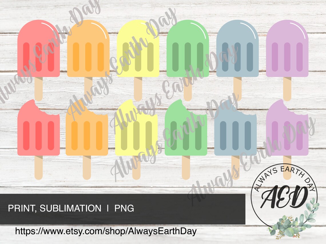 Set of 12 Rainbow Popsicles Png Popsicles Clipart Summer - Etsy