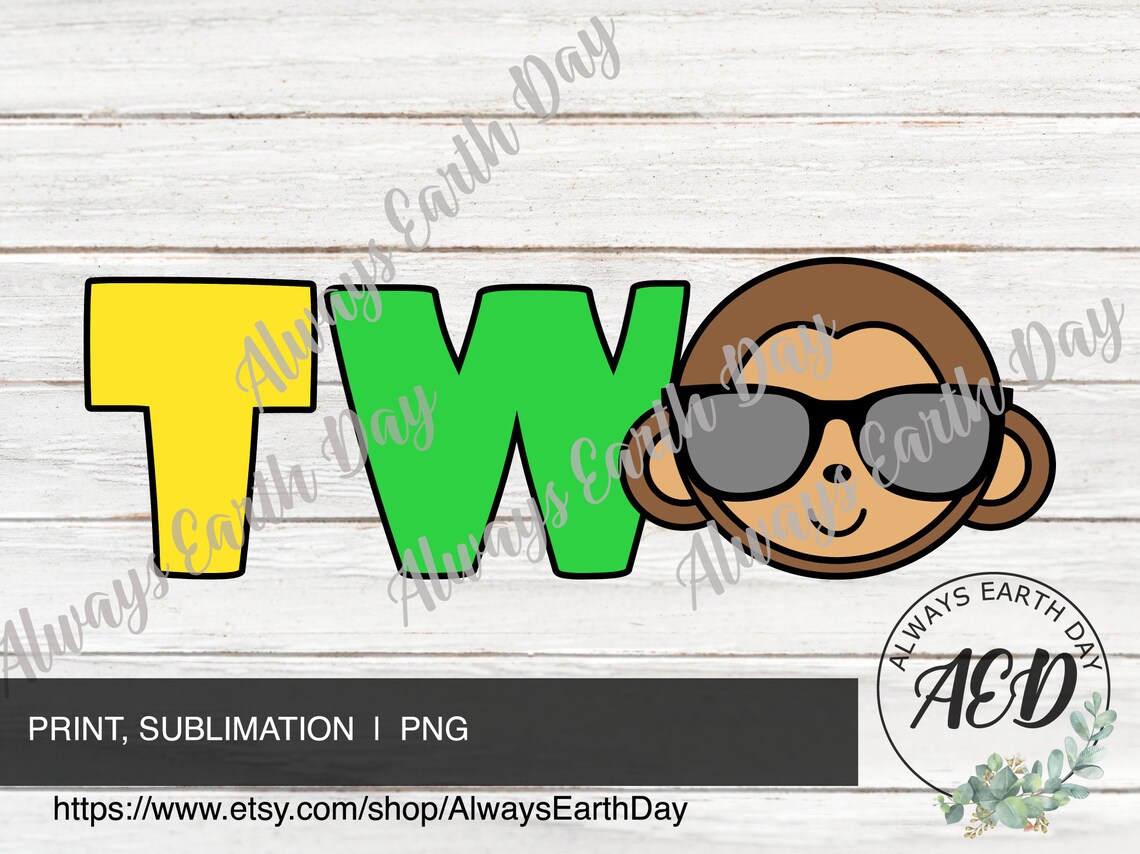 Cute Monkey Birthday Png Two Monkey Png 2nd Birthday Png - Etsy