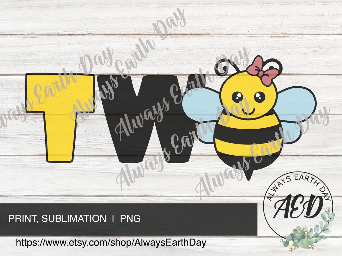 Cute Bee Birthday Png, Two Bee Png, 2nd Birthday Png, 2nd Birthday ...