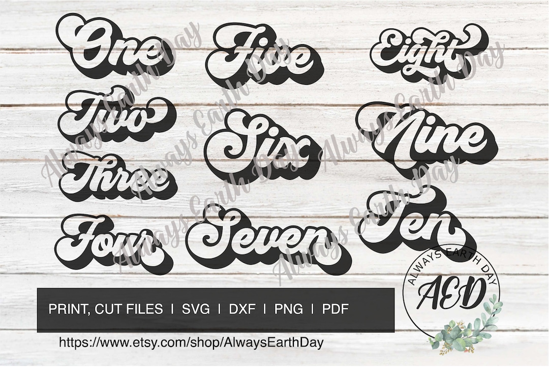 One to Ten Svg Bundle, Birthday Numbers Svg, One Svg, Two Svg, Three ...