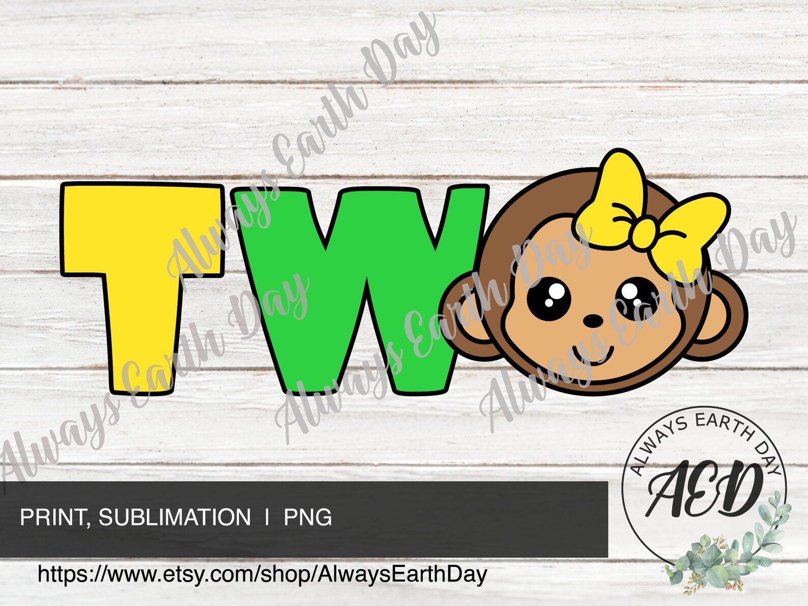 Cute Monkey Birthday Png Two Monkey Png 2nd Birthday Png - Etsy