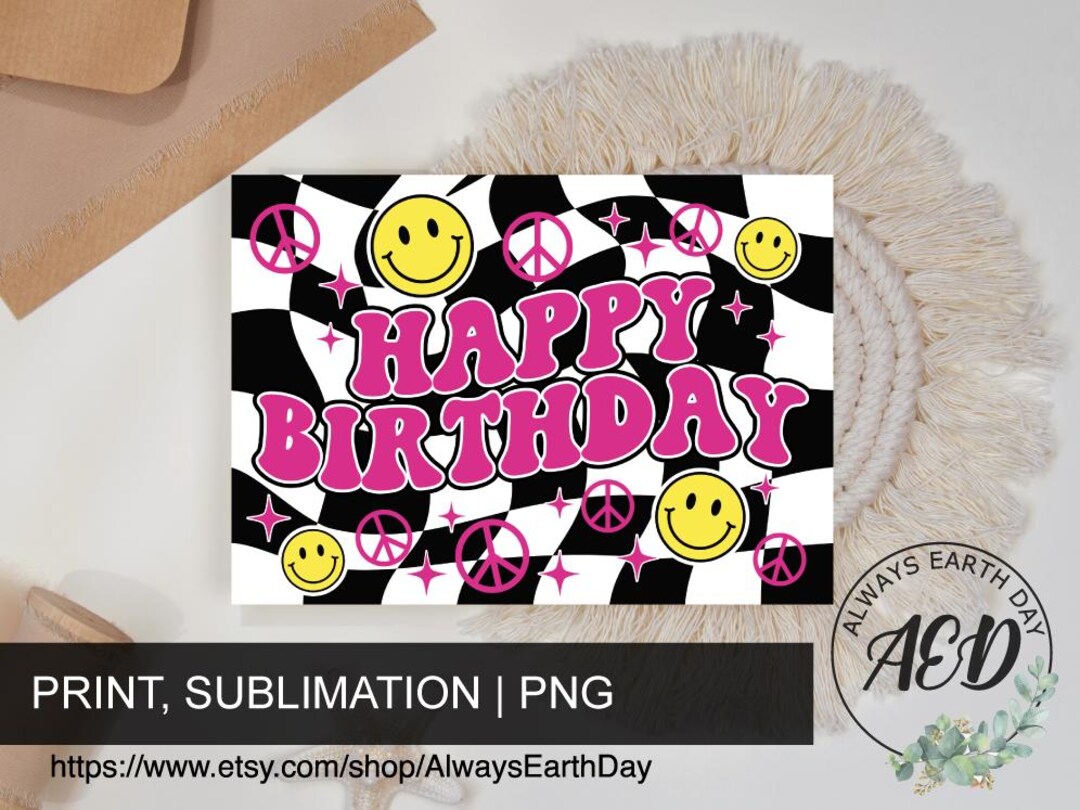 Retro Printable Birthday Card, Groovy Birthday Card, Happy Birthday ...