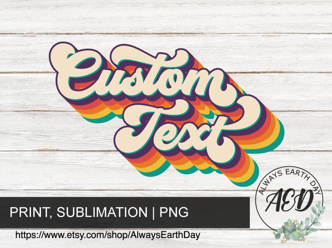 Custom Retro Text Png Custom Text Png Custom Name Png Retro - Etsy