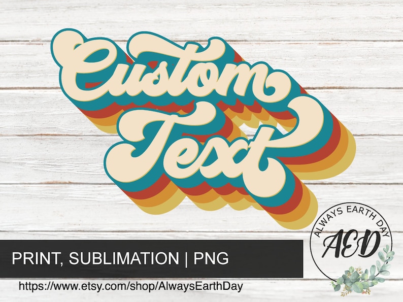 Custom Retro Text Png Custom Text Png Custom Name Png Retro - Etsy