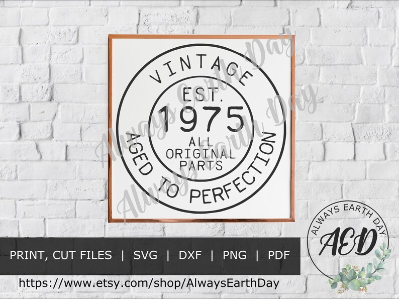 Vintage 1975 Svg, 1975 Birthday Svg, 1975 Birthday Shirt Svg, Aged to ...
