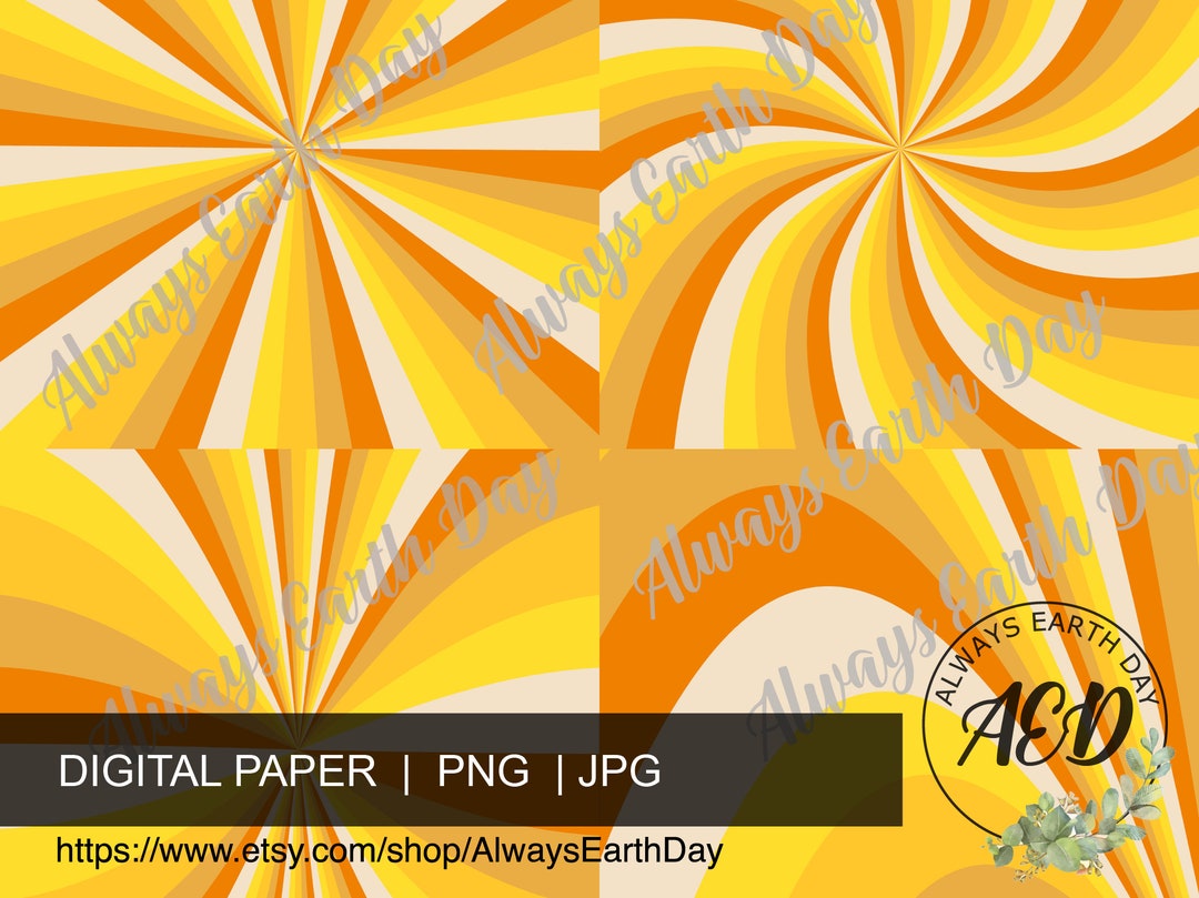 Retro Digital Paper Set of 8 Backgrounds, Sunburst Digital Paper, Retro ...