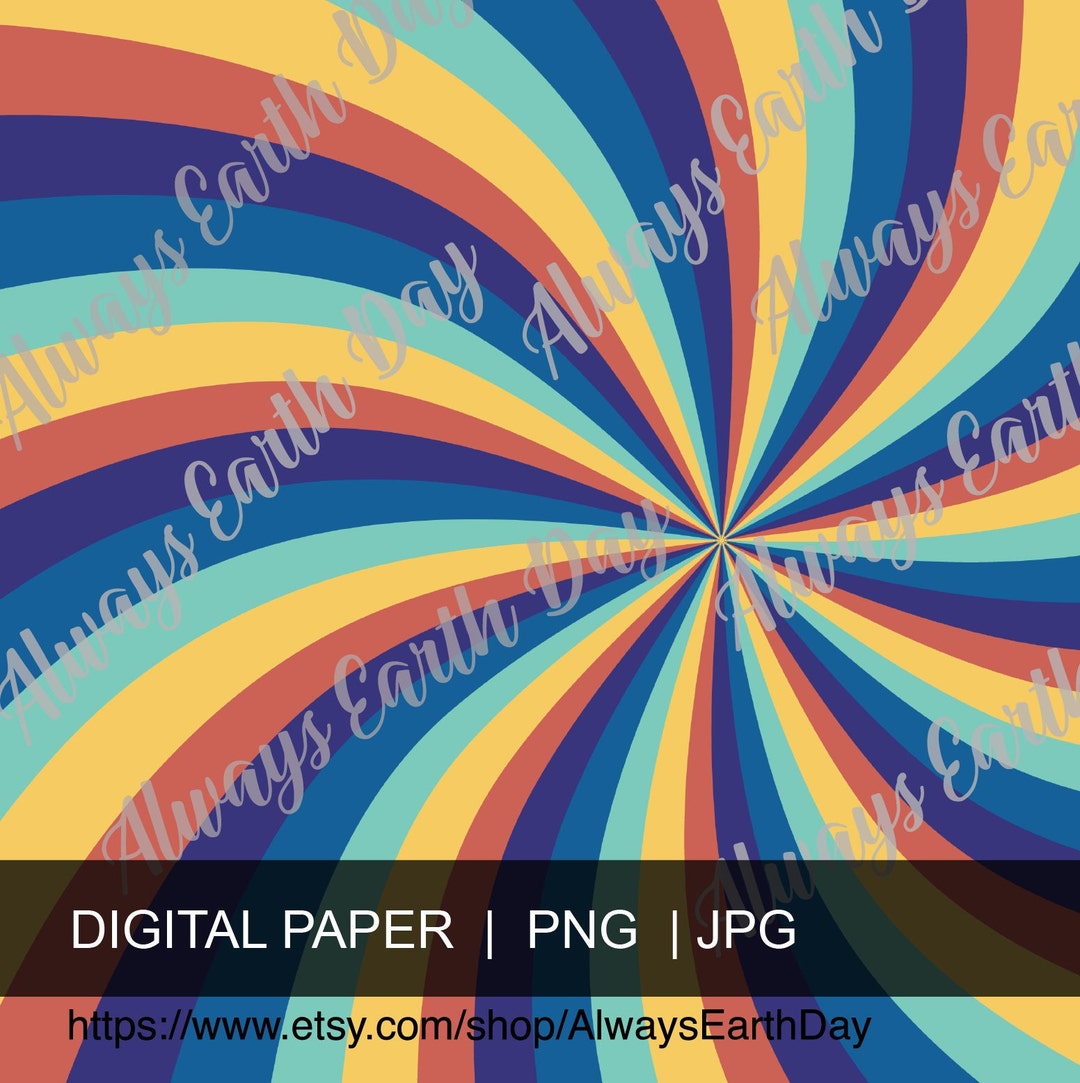 Retro Digital Paper, Sunburst Digital Paper, Rainbow Sunburst ...