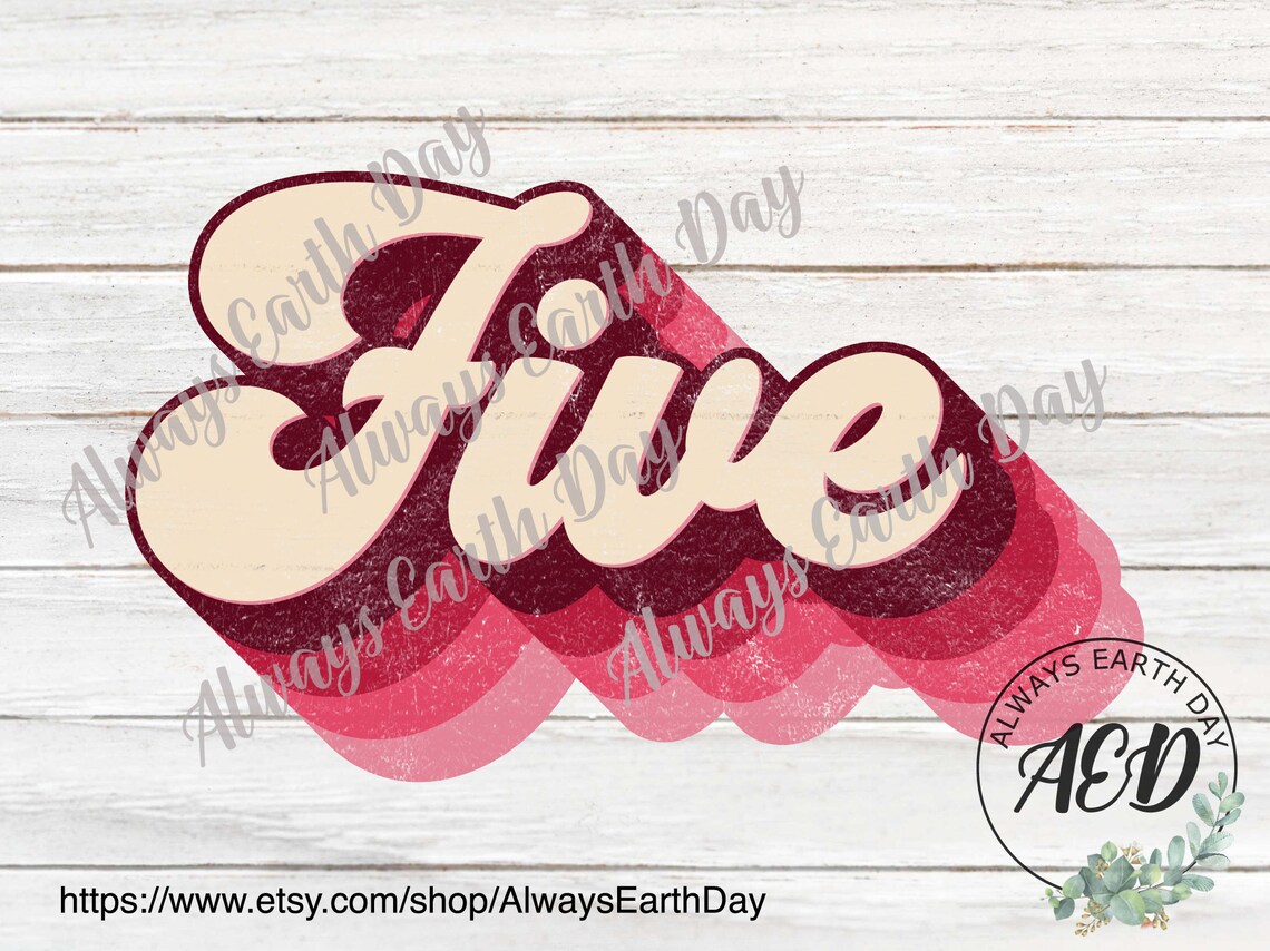 Five Png Fifth Birthday Png 5th Birthday Png Five | Etsy