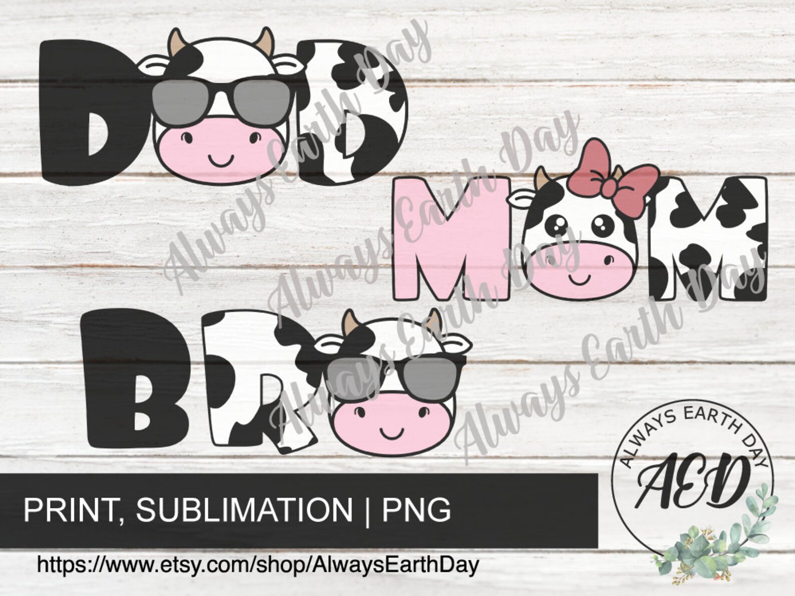 Dad Cow Birthday Png, Mom Cow Birthday Png, Bro Cow Birthday Png, Cute ...