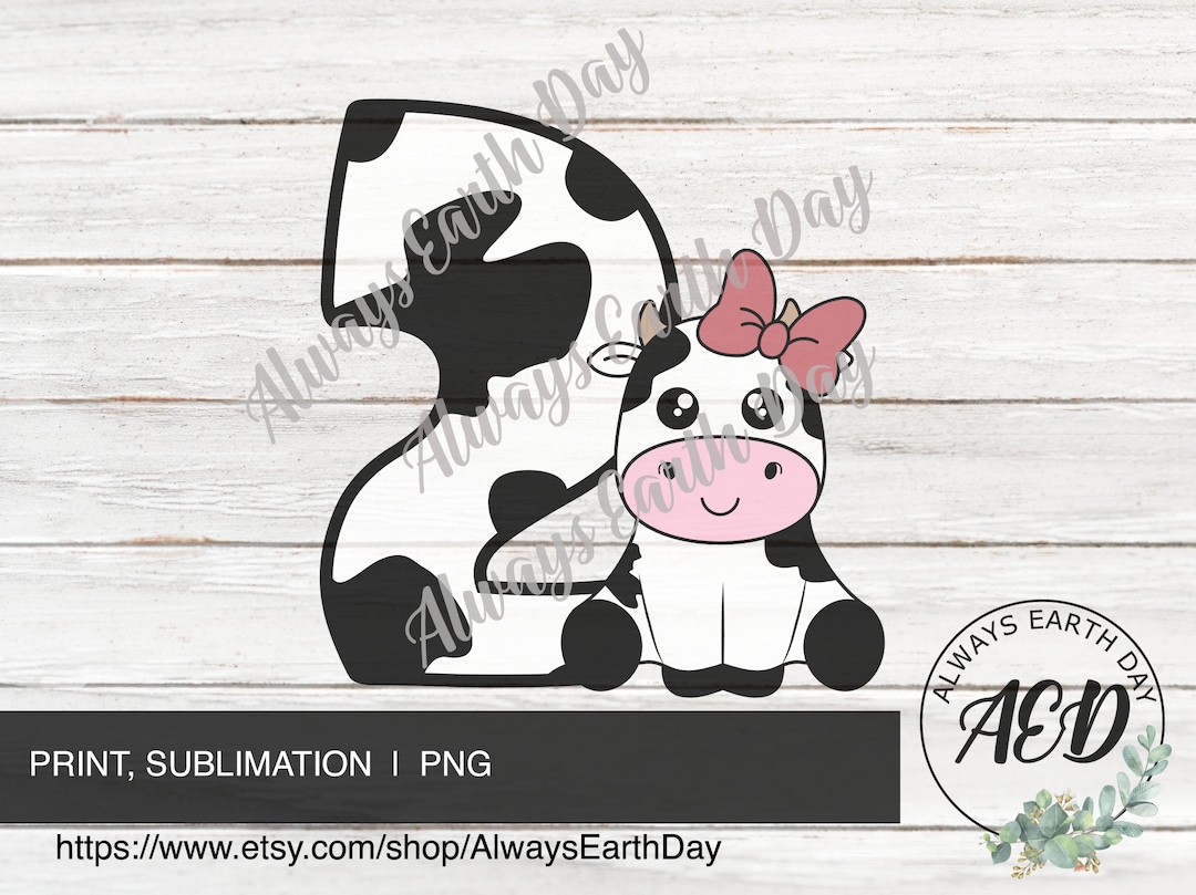 Cute Cow Birthday Png, 2 Cow Png, 2nd Birthday Png, 2nd Birthday Shirt ...