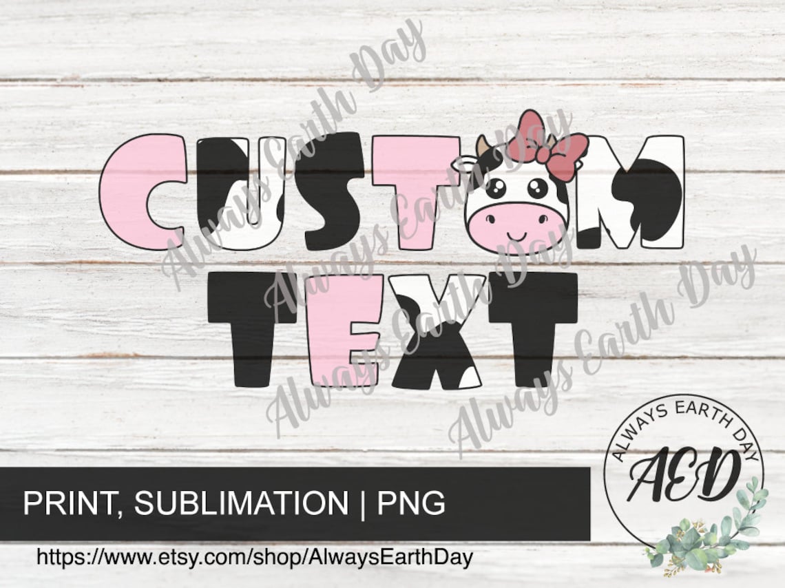 Custom Cow Text Png Custom Text Png Custom Name Png Custom - Etsy