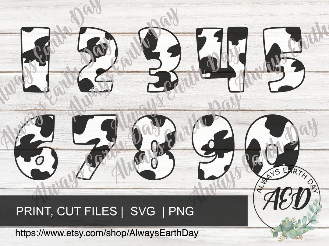 Cow Spot Numbers Svg, Birthday Cow Numbers SVG, Cow Themed Birthday ...