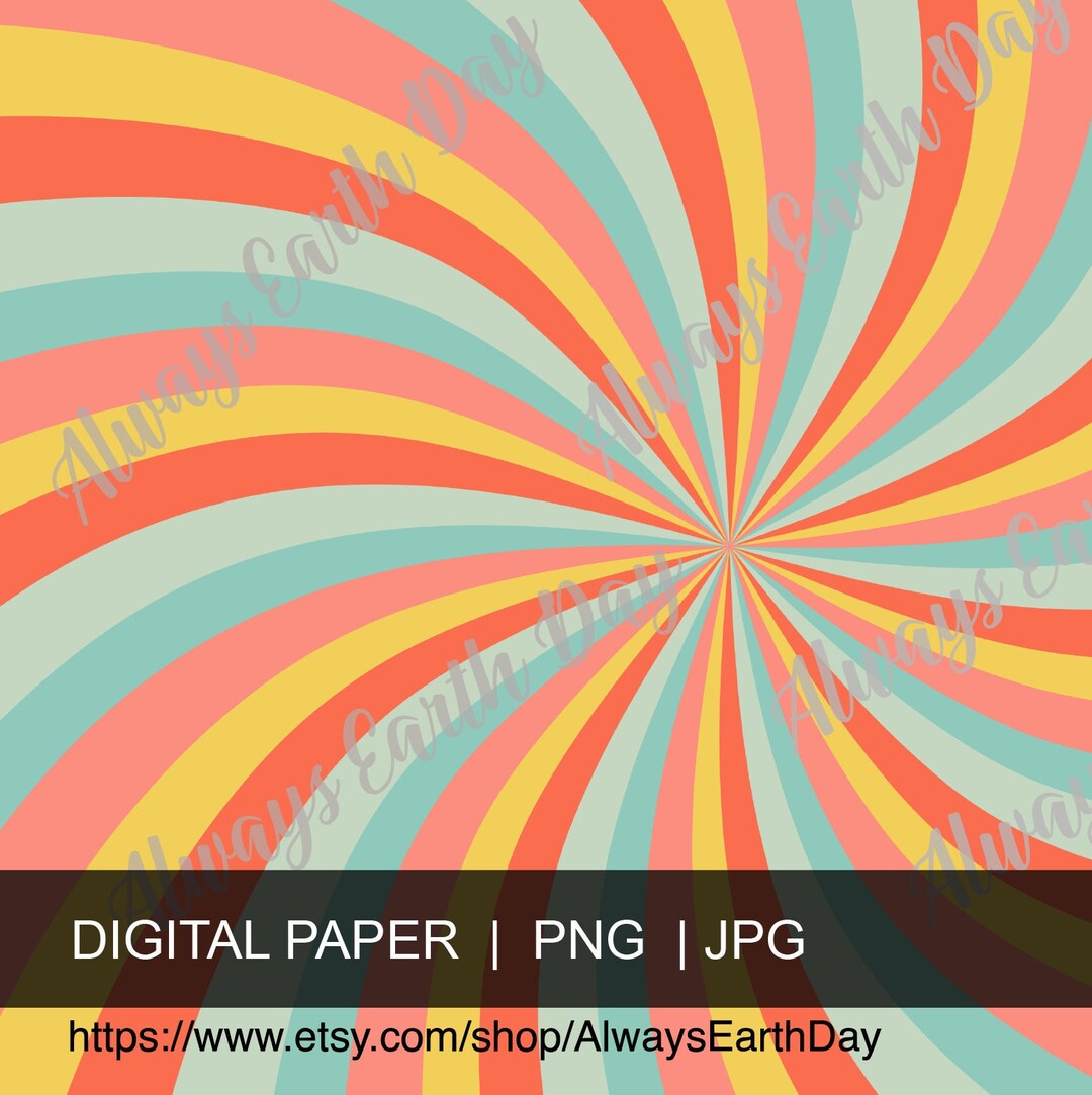 Retro Digital Paper, Sunburst Digital Paper, Retro Background, Retro ...