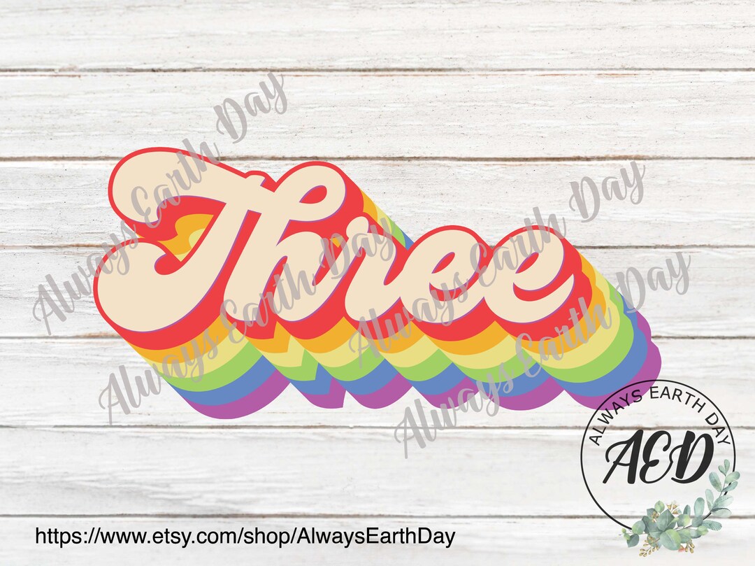 Three Png, Third Birthday Png, 3rd Birthday Png, Rainbow Png, Birthday ...