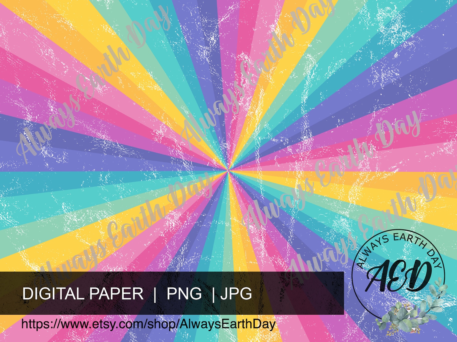 Retro Digital Paper, Sunburst Digital Paper, Rainbow Sunburst ...