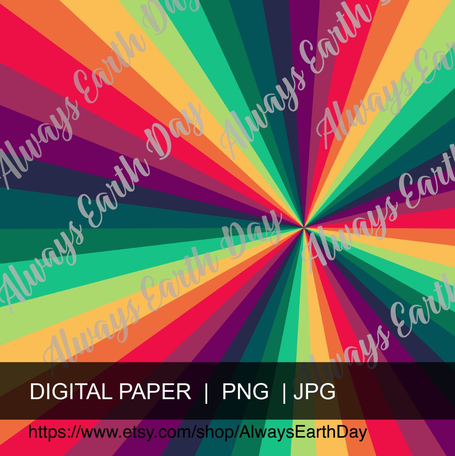 Retro Digital Paper Sunburst Digital Paper Rainbow Sunburst | Etsy
