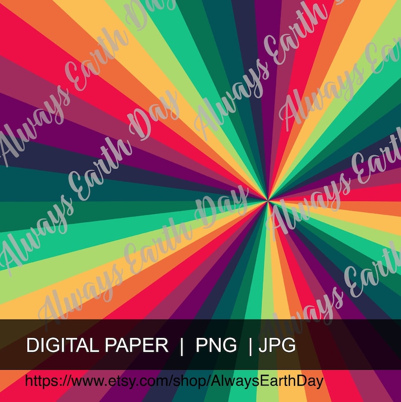 Retro Digital Paper Sunburst Digital Paper Rainbow Sunburst - Etsy