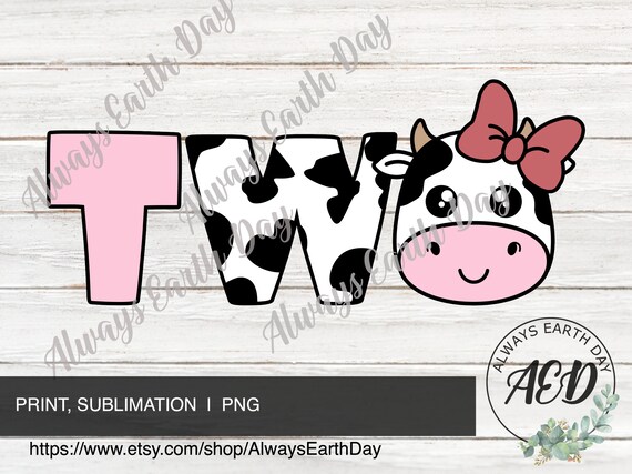 Cute Cow Birthday Png Two Cow Png 2nd Birthday Png 2nd | Etsy