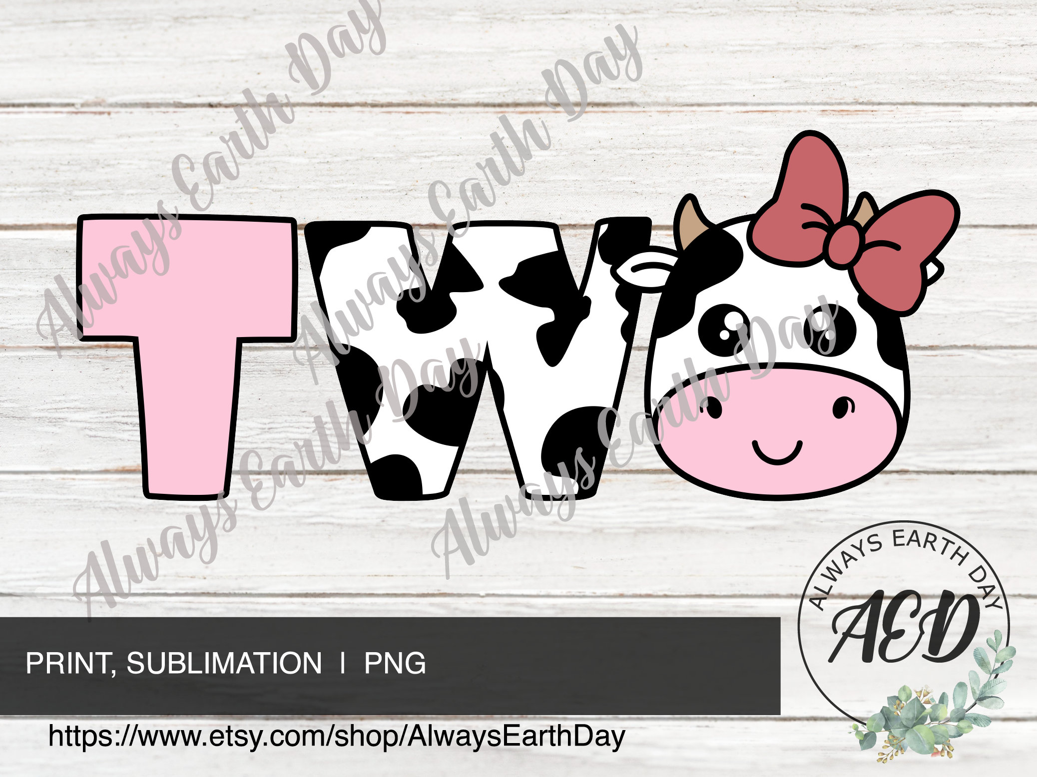 Cute Cow Birthday Png Two Cow Png 2nd Birthday Png 2nd | Etsy