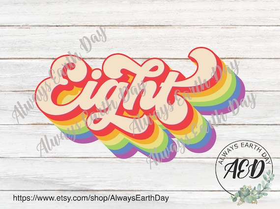 Eight Png Eighth Birthday Png 8th Birthday Png Rainbow Png - Etsy