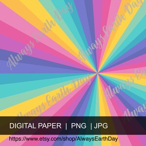 Retro Digital Paper Sunburst Digital Paper Rainbow Sunburst - Etsy