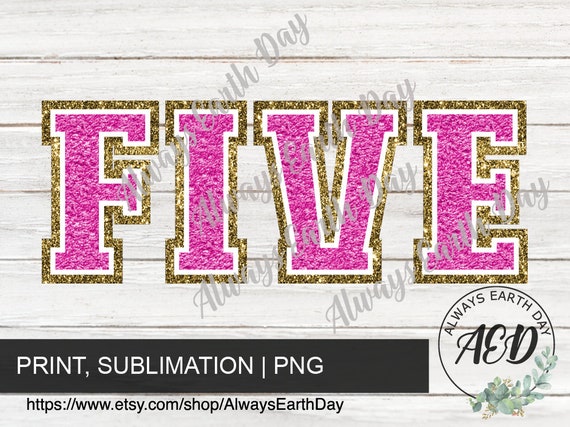 Five Png Five Faux Chenille Five Varsity Font Png 5th - Etsy