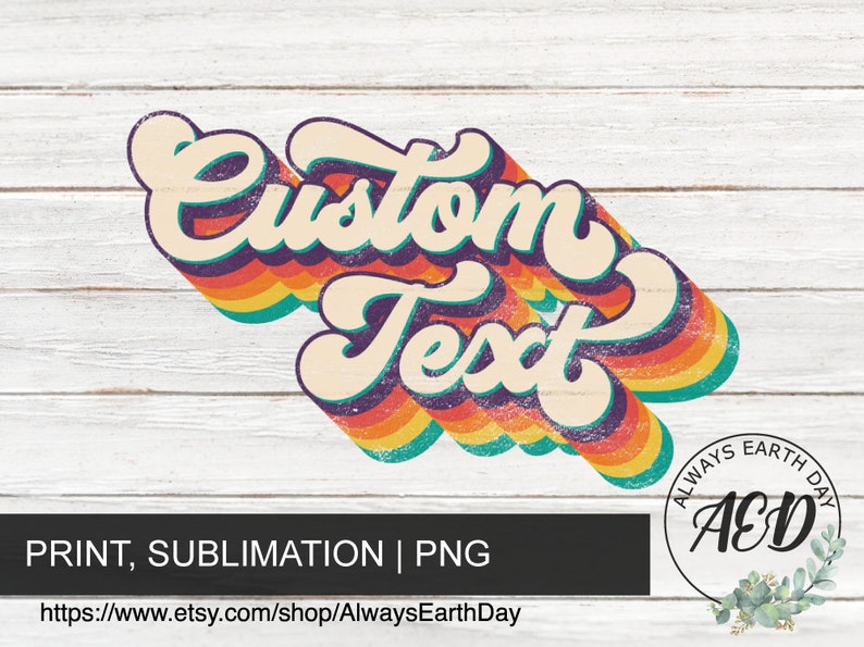 Custom Retro Text Png Custom Text Png Custom Name Png Retro - Etsy