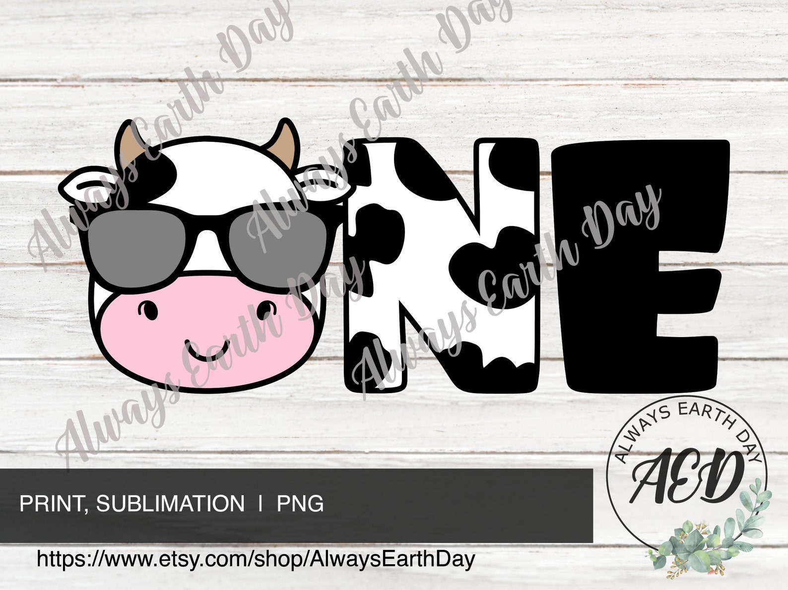 Cute Cow Birthday Png, One Cow Png, 1st Birthday Png, 1st Birthday ...