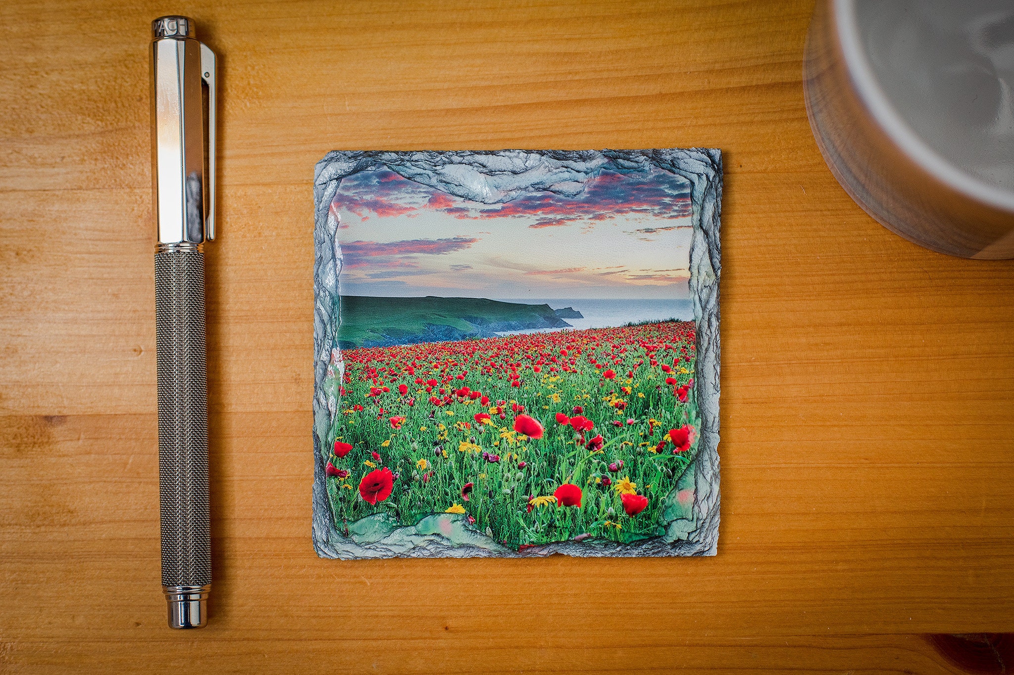 Slate Coaster - Poppies Above Polly Joke Beach - Etsy