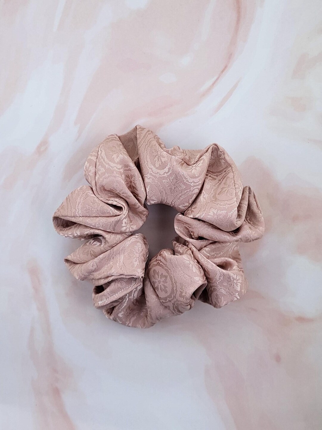 Large Soft Pink Satin Patterned Scrunchie - Etsy