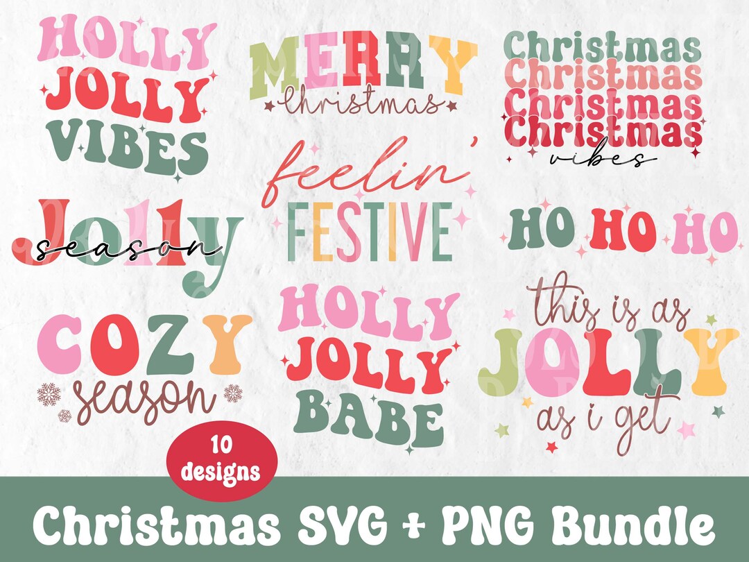 Retro Christmas Svg Bundle Groovy Christmas Png Bundle Christmas Shirt ...