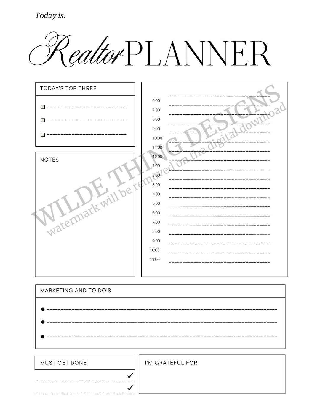 Realtor Daily Planner Printable - Etsy