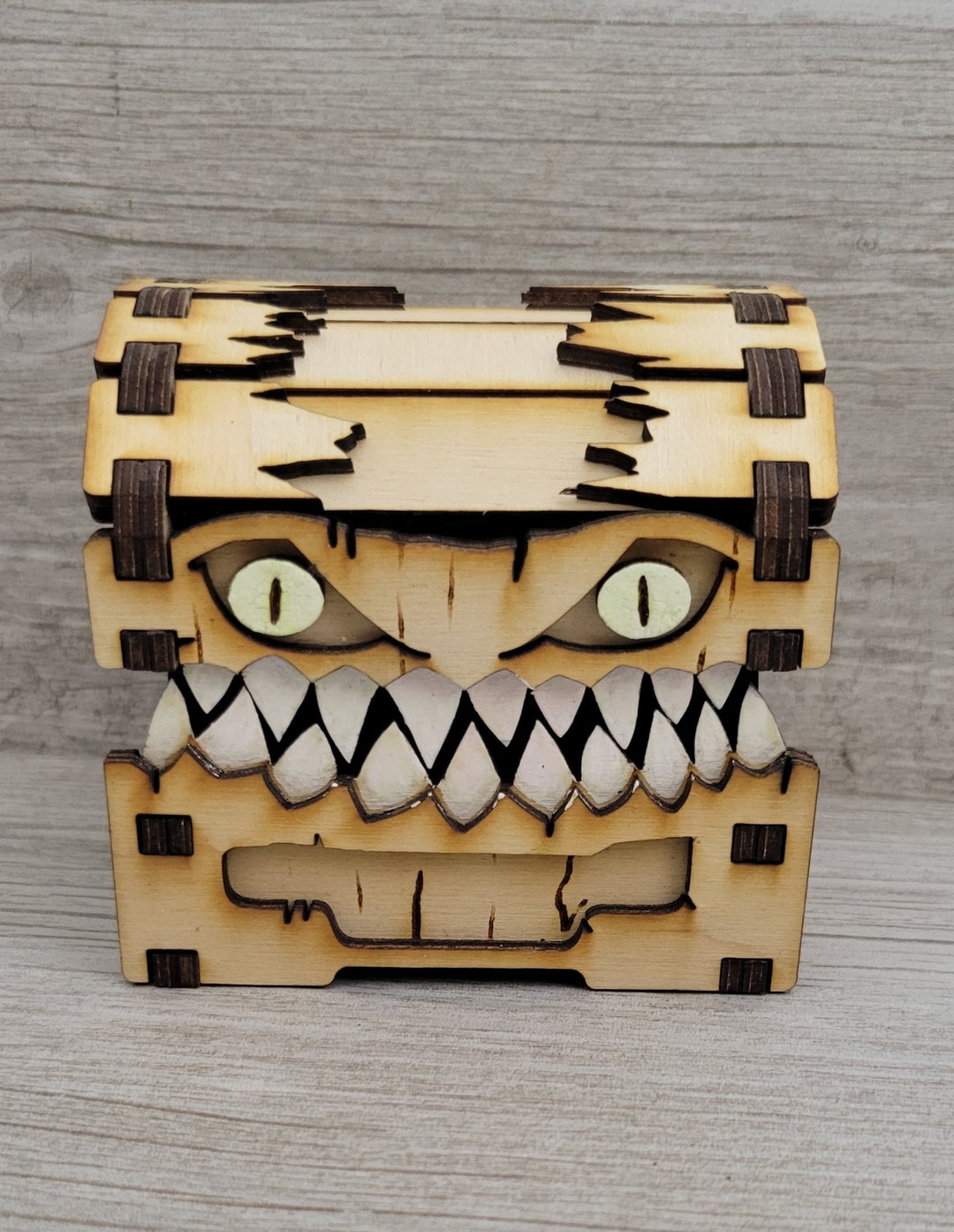 Handcrafted Wood Monster Box - DND Miniature Storage, Deck Box, Dice ...
