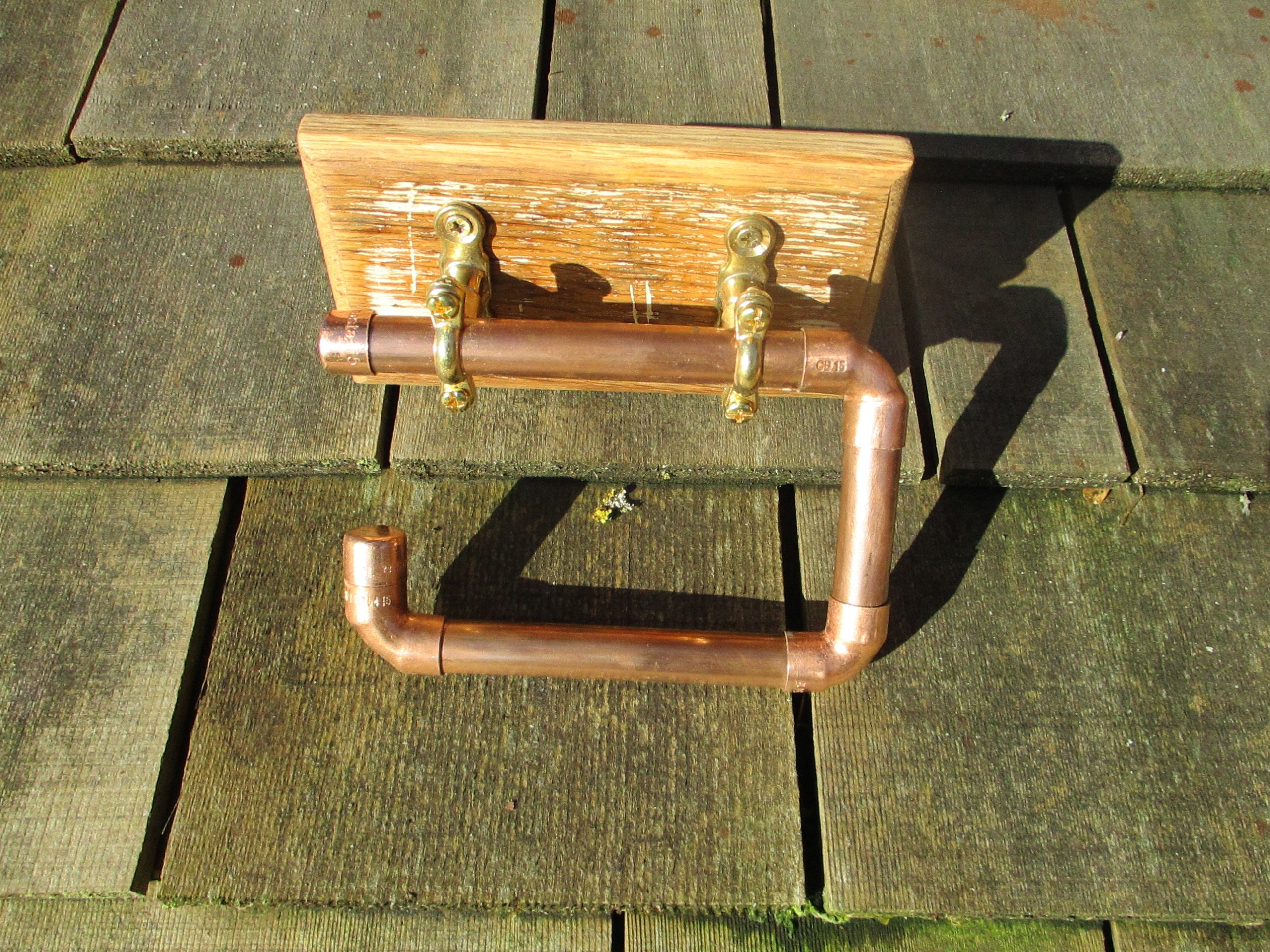 Handmade Copper Pipe Toilet Roll Holder With Hardwood - Etsy