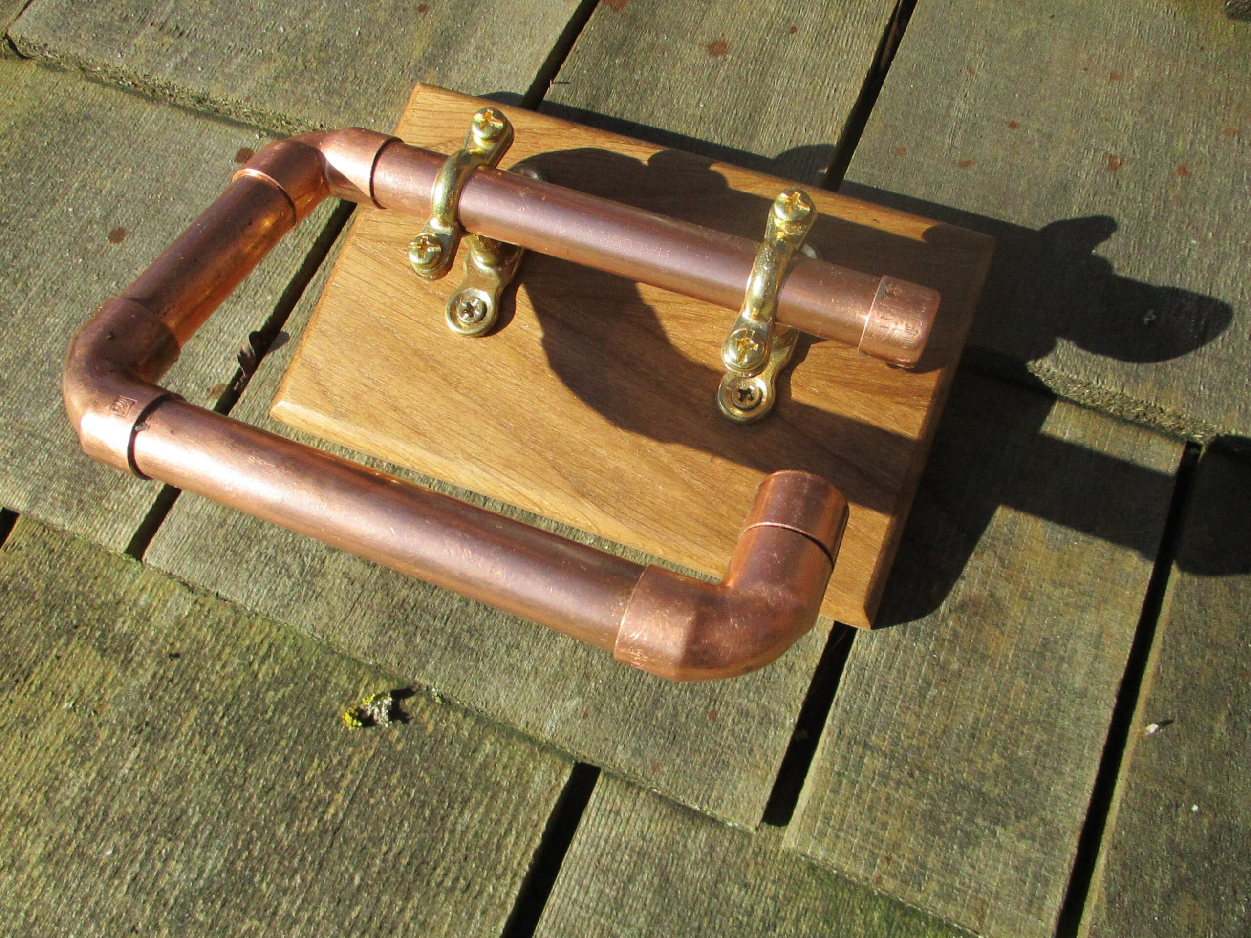 Handmade Copper Pipe Toilet Roll Holder With Hardwood - Etsy