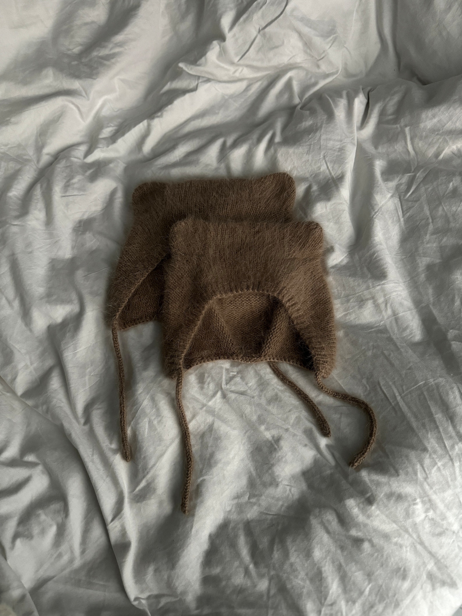 Hand Knitted Adult Bonnet/fluffy Wool Balaclava/bear Ear Bonnet/knitted ...