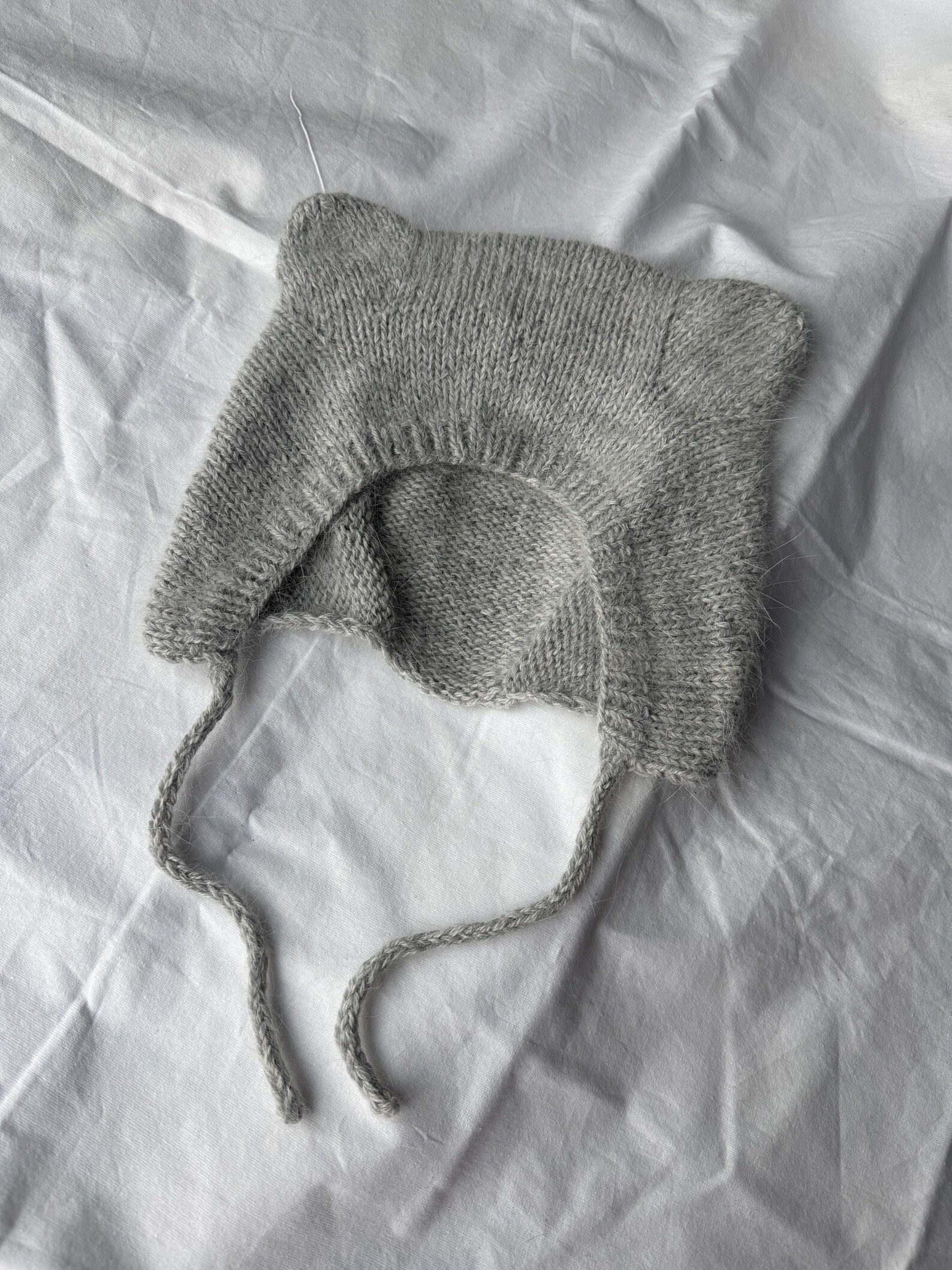 Hand Knitted Adult Bonnet/fluffy Wool Balaclava/bear Ear Bonnet/knitted ...