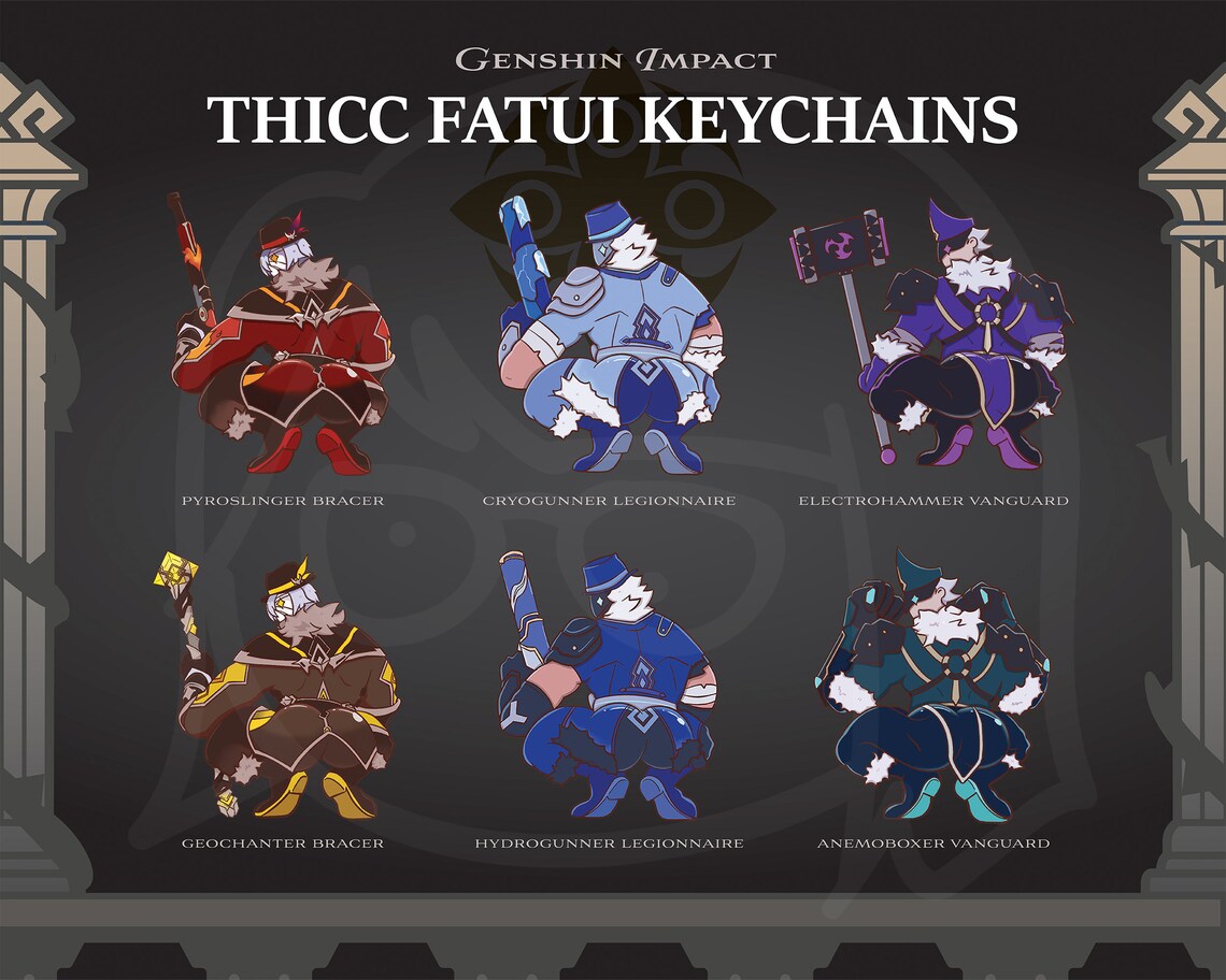 Genshin Impact Thicc Fatui Skirmisher Keychains electrohammer Vanguard ...