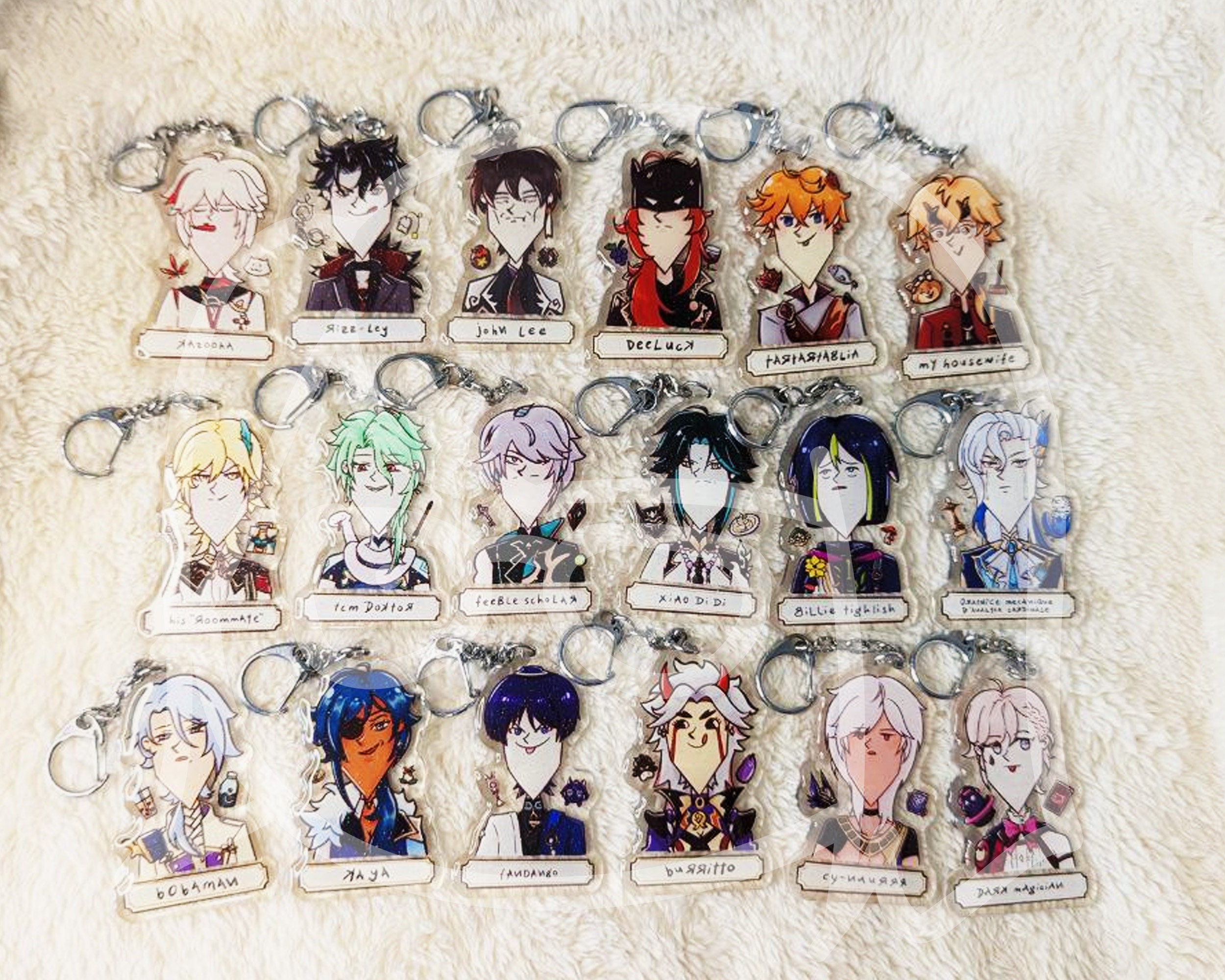 Genshin Ikemen Impact Sharp Chin Glitter Epoxy Acrylic Keychains - Etsy