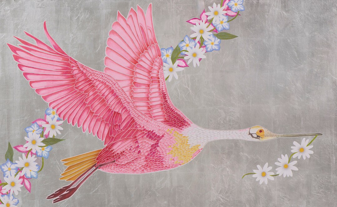 Roseate Spoonbill Drawing, Bird Art, Bird Print, Pink Bird Drawing by ...