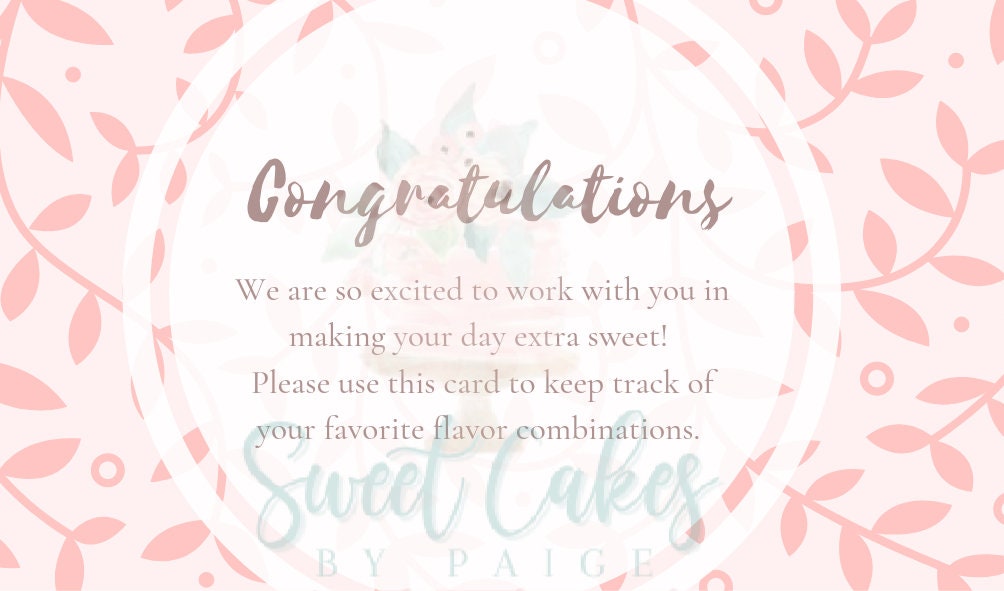 Wedding Cake Tasting Cards - Etsy