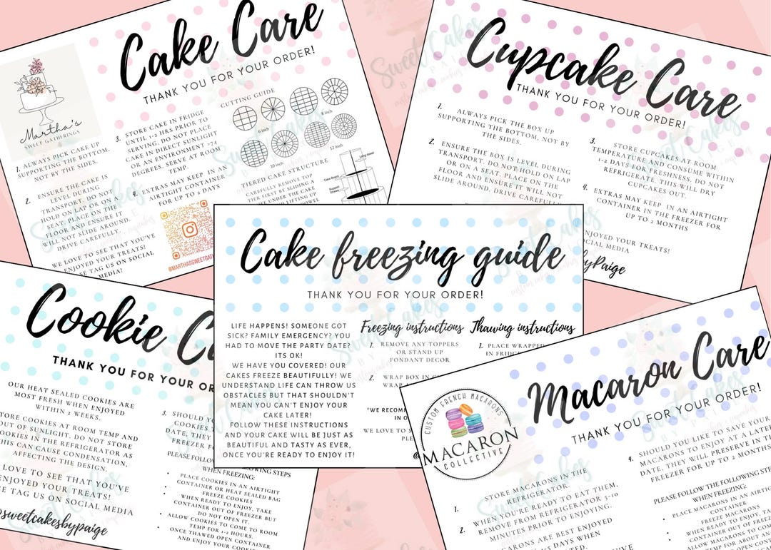 ULTIMATE Bakery Care Card Bundle (5 DIGITAL DOWNLOADS) Printable Care ...