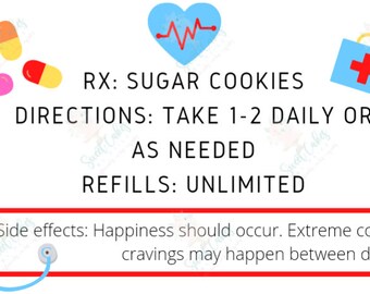 Printable Rx Label for Cookie prescription Jar 3 X 4 Cookie Rx Jar ...