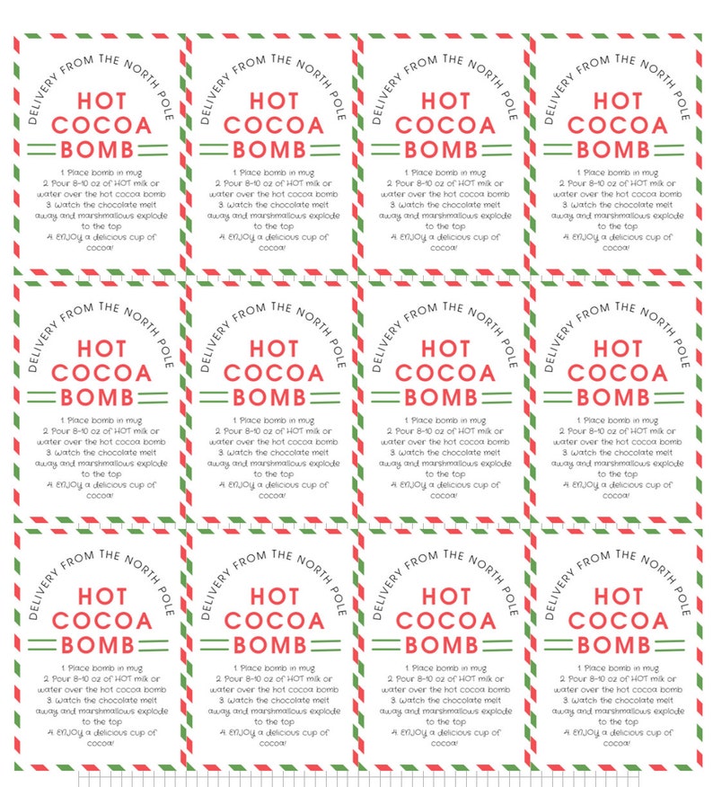 Christmas Hot Cocoa Bomb Labels / Tags - Etsy